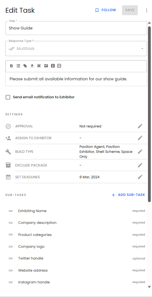Tasks - Response Types